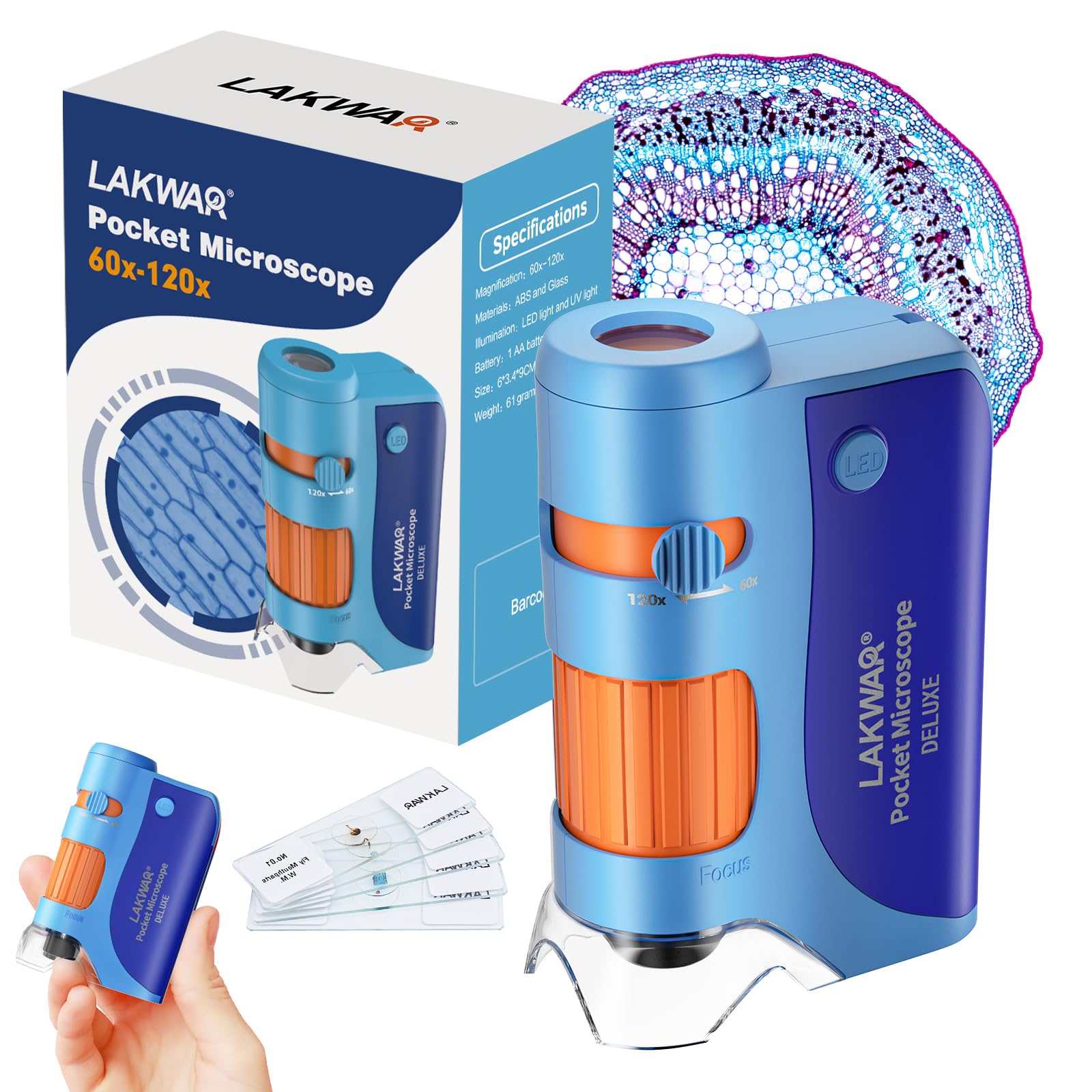 Amazon.com : 60x-120x Mini Pocket Microscope for Kids Adults, Portable ...