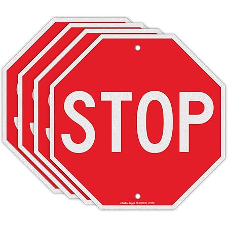 Amazon.com: Stop Sign, Street Slow Warning Reflective Signs, 12 x 12 ...