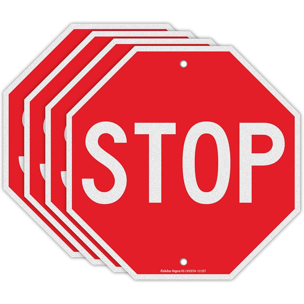 $7/mo - Finance Stop Signs, Street Slow Warning Signs, (4 Pack) 12 x 12 ...