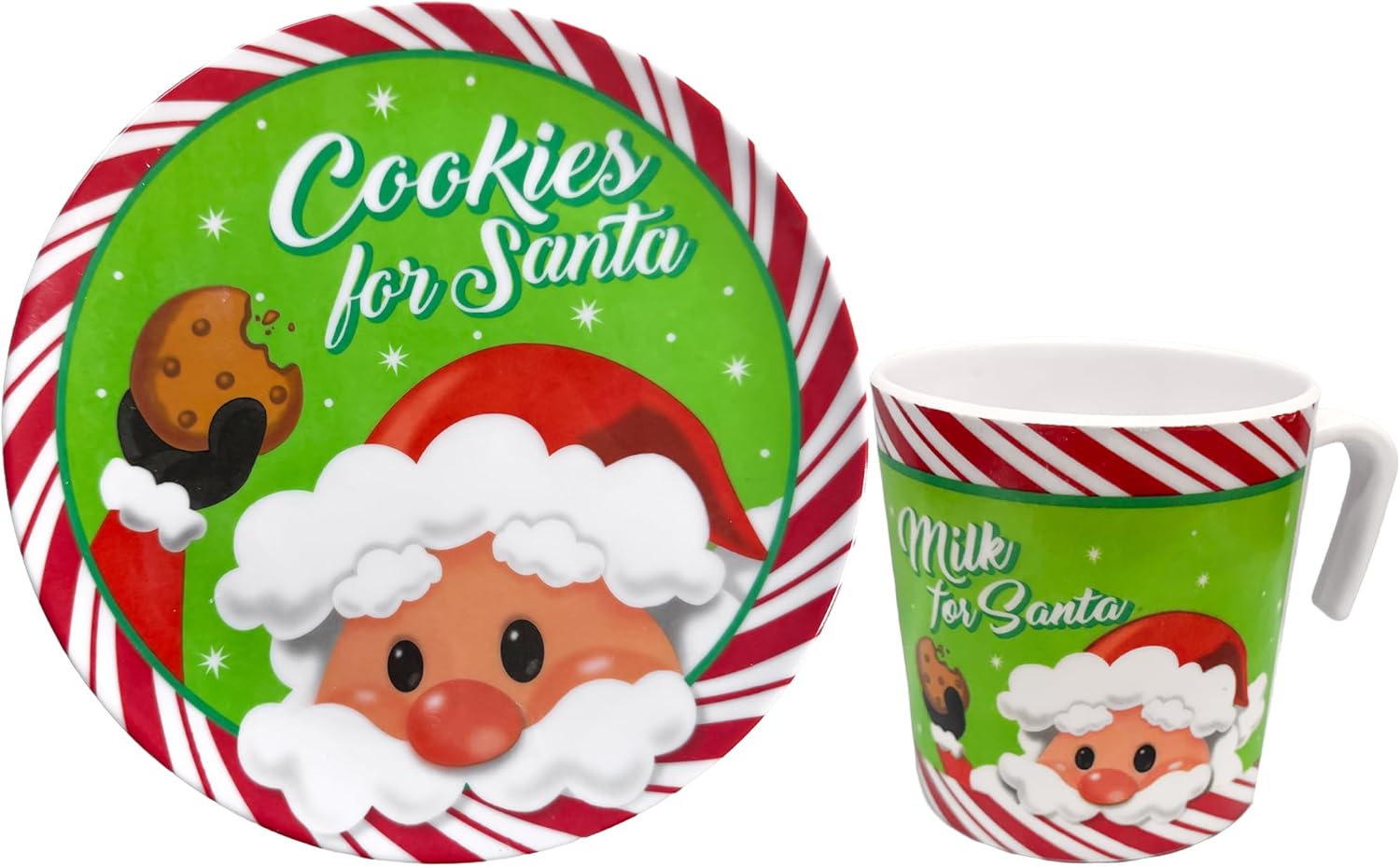 Amazon.com: Cookies for Santa Plate and Mug Set – Festive Santa Design ...