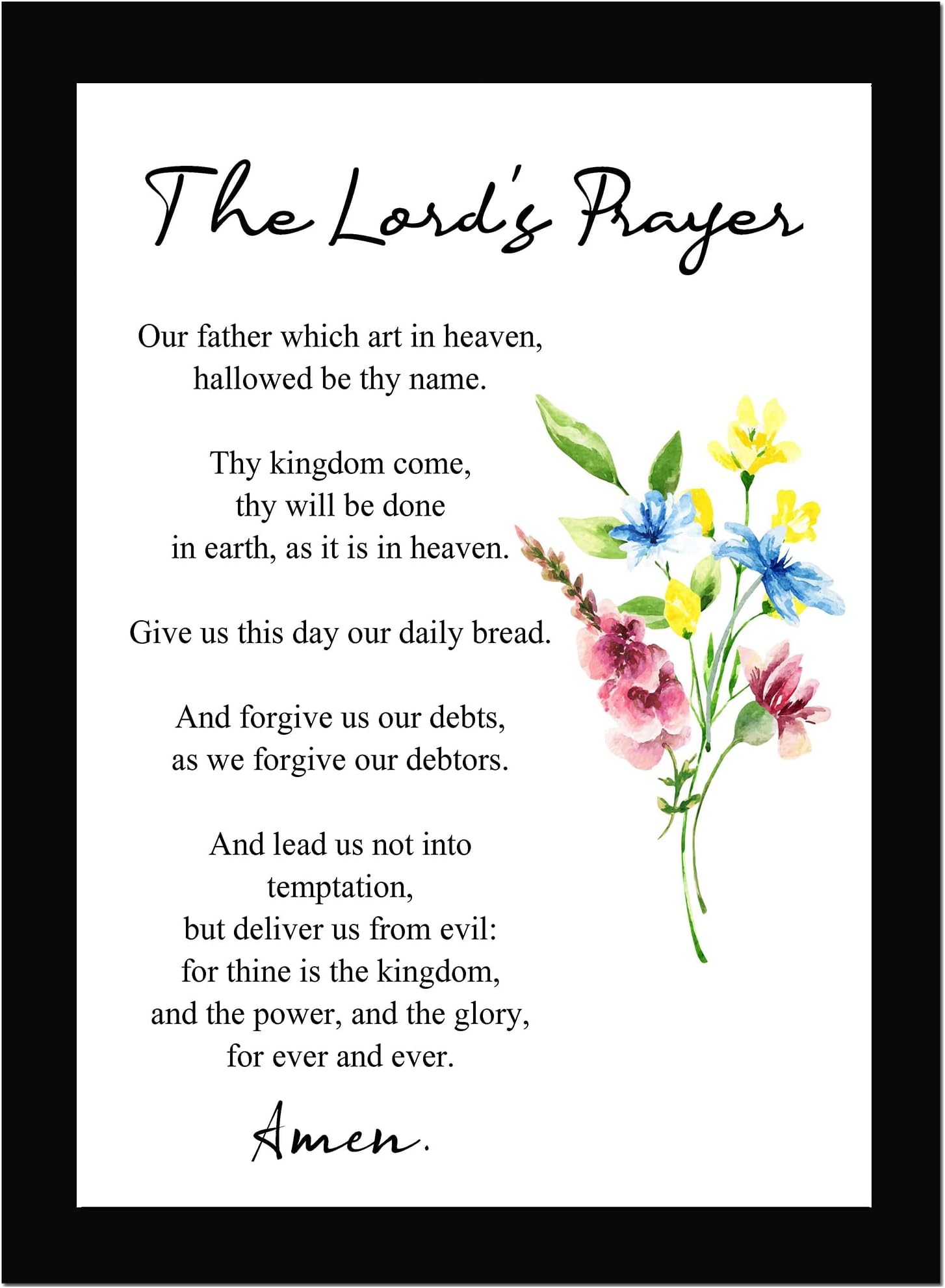 AR Creative The Lord's Prayer - Floral Art Print, Bible Verse Wall ...