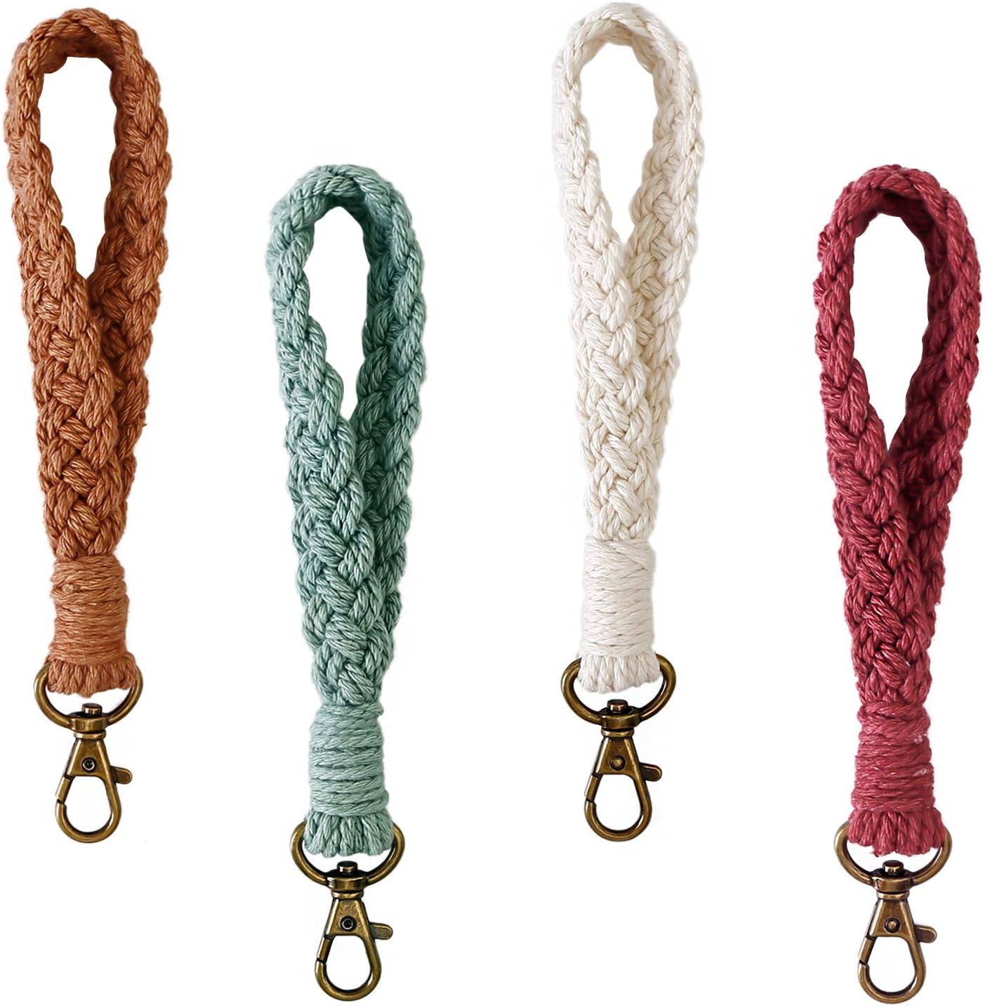 Cositina 4 Pcs Macrame Keychain Wristlet Boho Handmade Key Chain ...