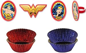 Taradactile Wonder Woman Cupcake Toppers and Liners, Set of 60, Blue ...