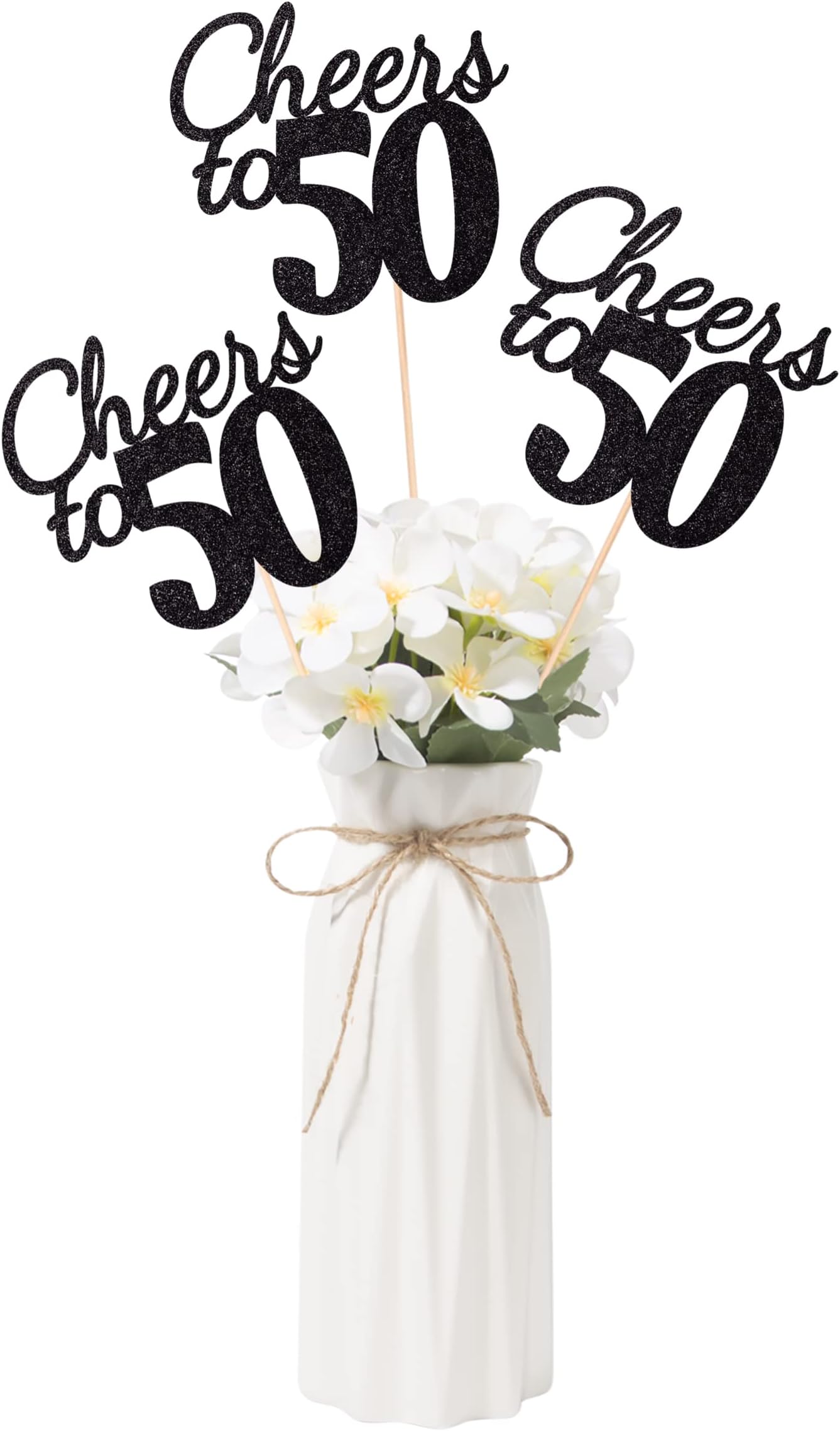 Amazon.com: Gexolenu Cheers to 50, 10 Pack Double-Sided Black Glitter ...