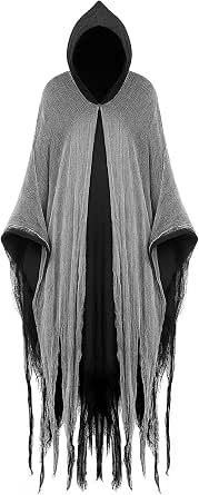 Amazon.com: Grim Reaper Hooded Cloak – Scary Halloween Costume Cape ...