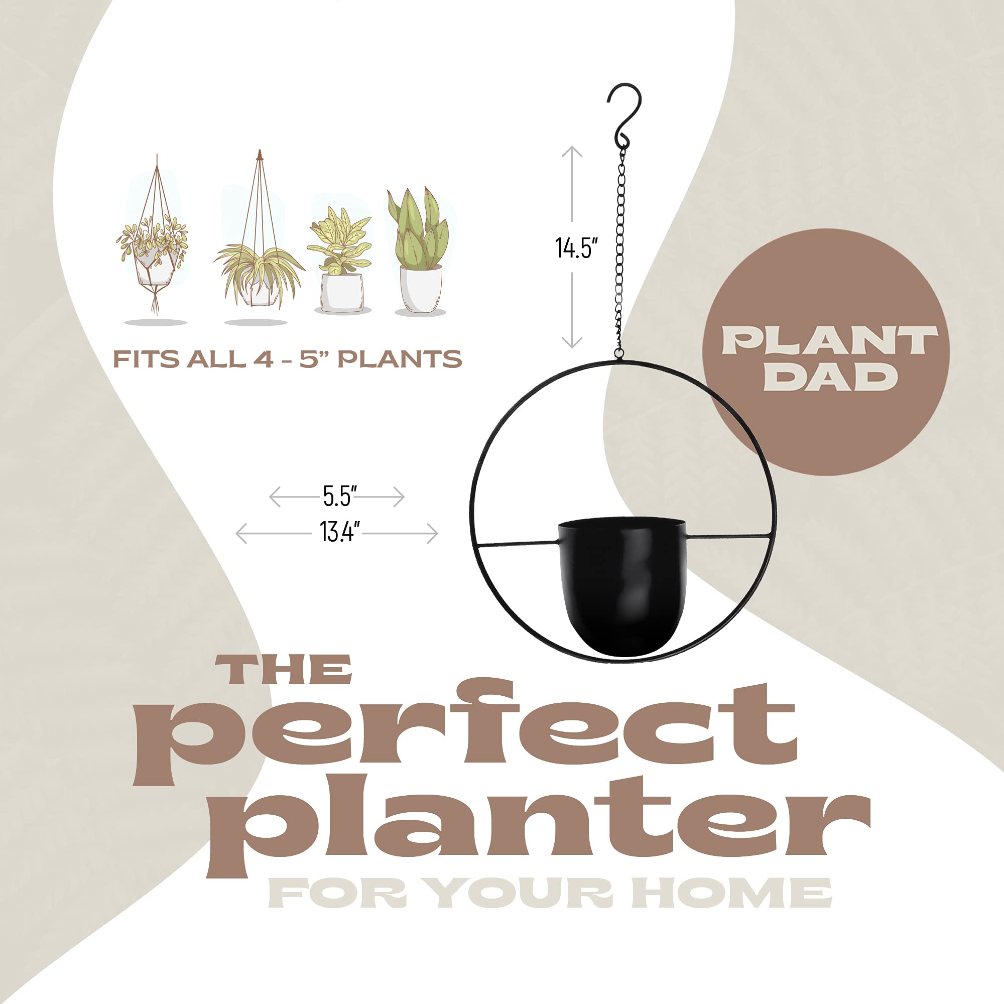 Plant Dad - Modern Hanging Planter Pot, Sleek and Minimalist Planter ...