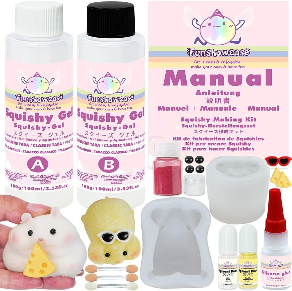 Amazon.com: Taba Squishy Maker 2 Hamster Silicone Molds+Gel+Kits Fufu ...