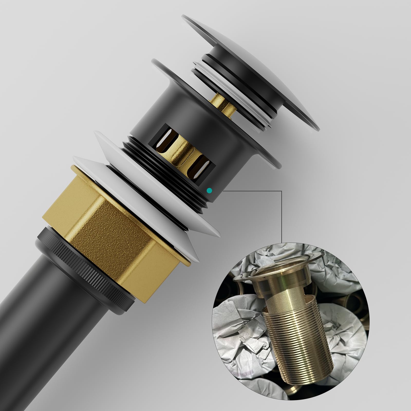 Snapklik.com : AULEEND Brass Bathroom Sink Drain, Pop Drain, Detachable ...