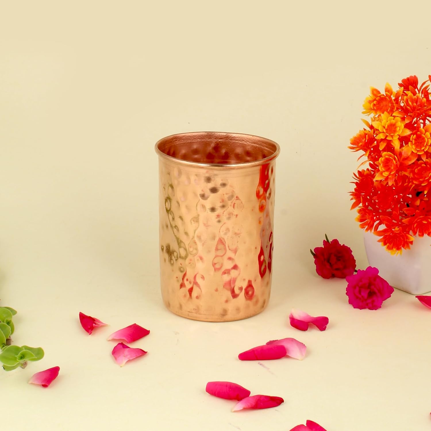 Buy Gyarsilal's Copper Hammered Drinking Water Glass/Tumbler (300 ML ...