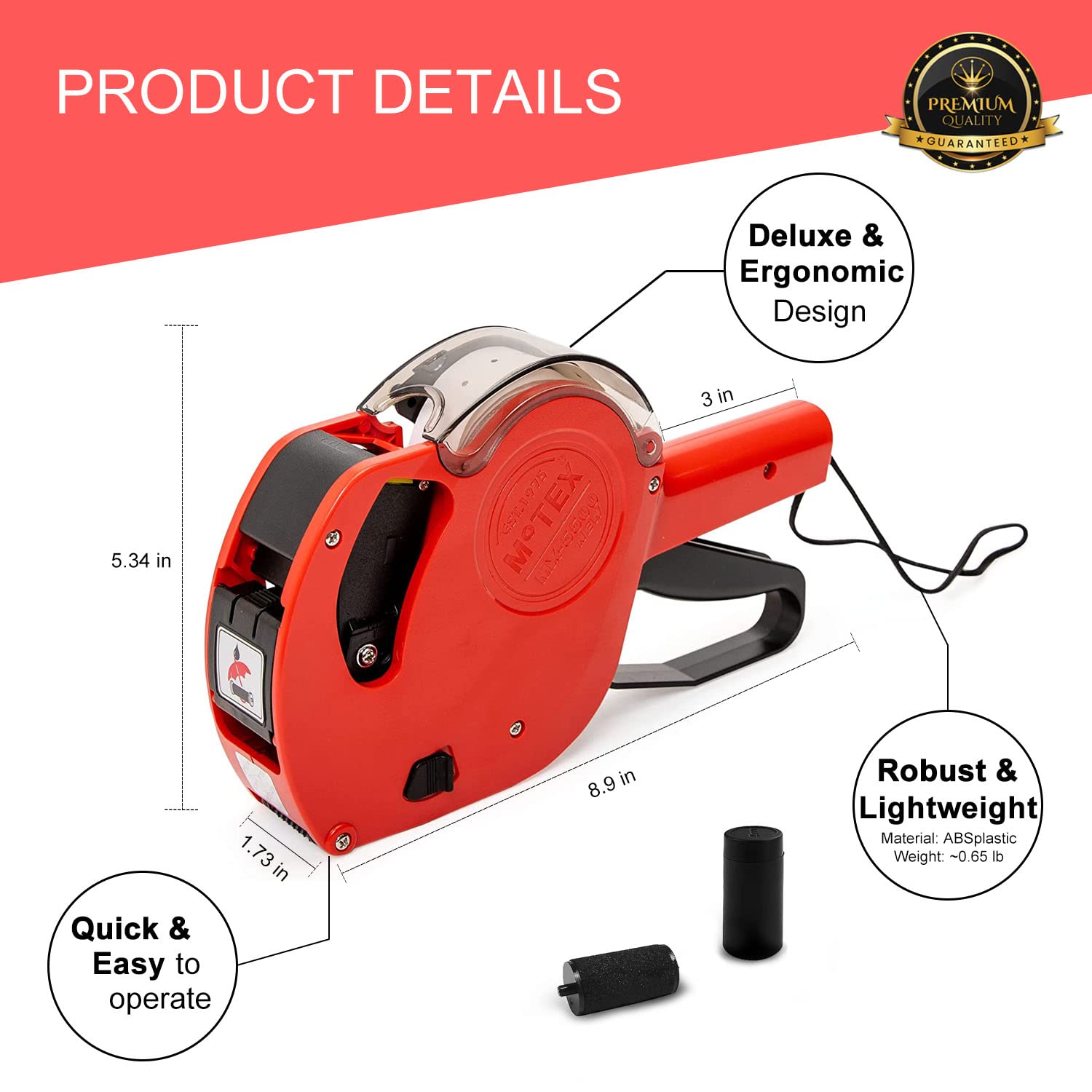 Snapklik.com : Motex Genuine MX-5500NEW 1 Line 8 Digits Price Tag Gun ...