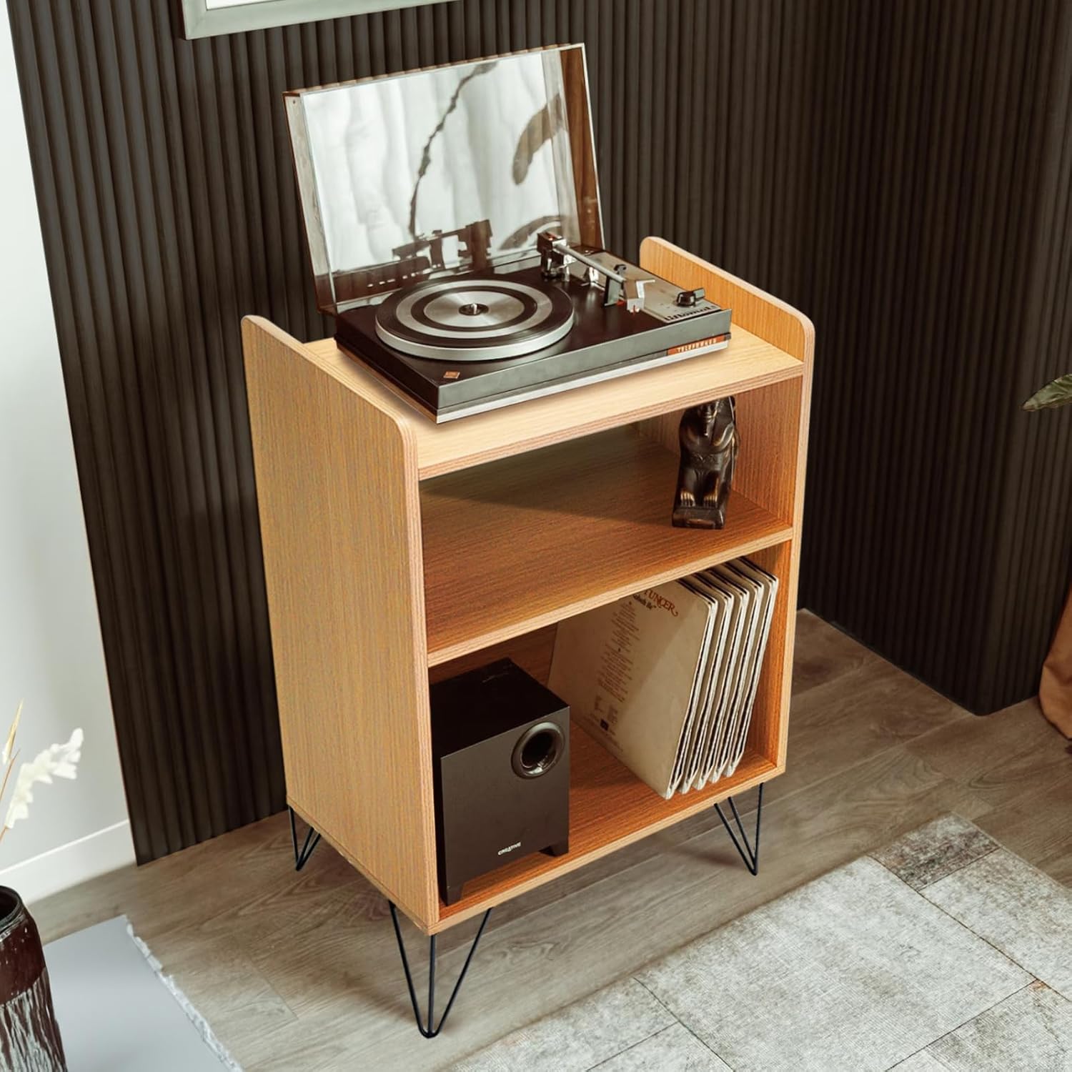Amazon.com: CANONBIRD Vinyl Record Player Stand with Metal Legs - Mid ...