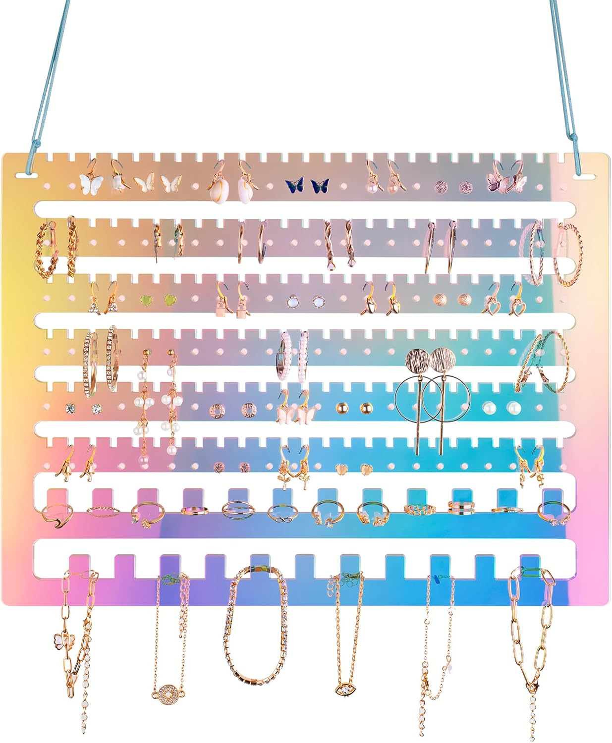 Amazon.com: NiHome Iridescent Acrylic Hanging Earring Organizer, Wall ...