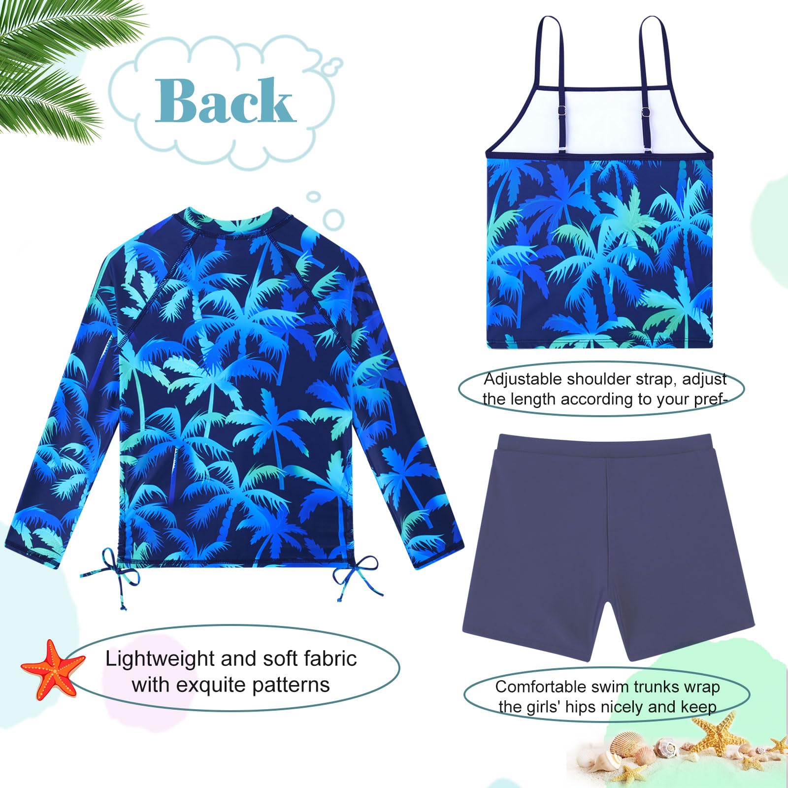Snapklik.com : 3 Piece Bathing Suit For Girls 8 9 Years Old UPF 50 ...