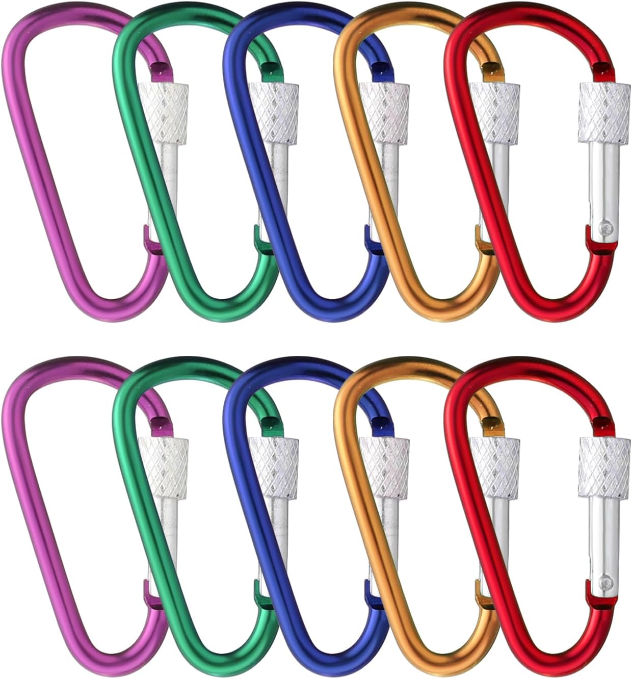 Carabiner Clip 10 Pack Carabiner with Screw Lock Small Carabiners Clips ...