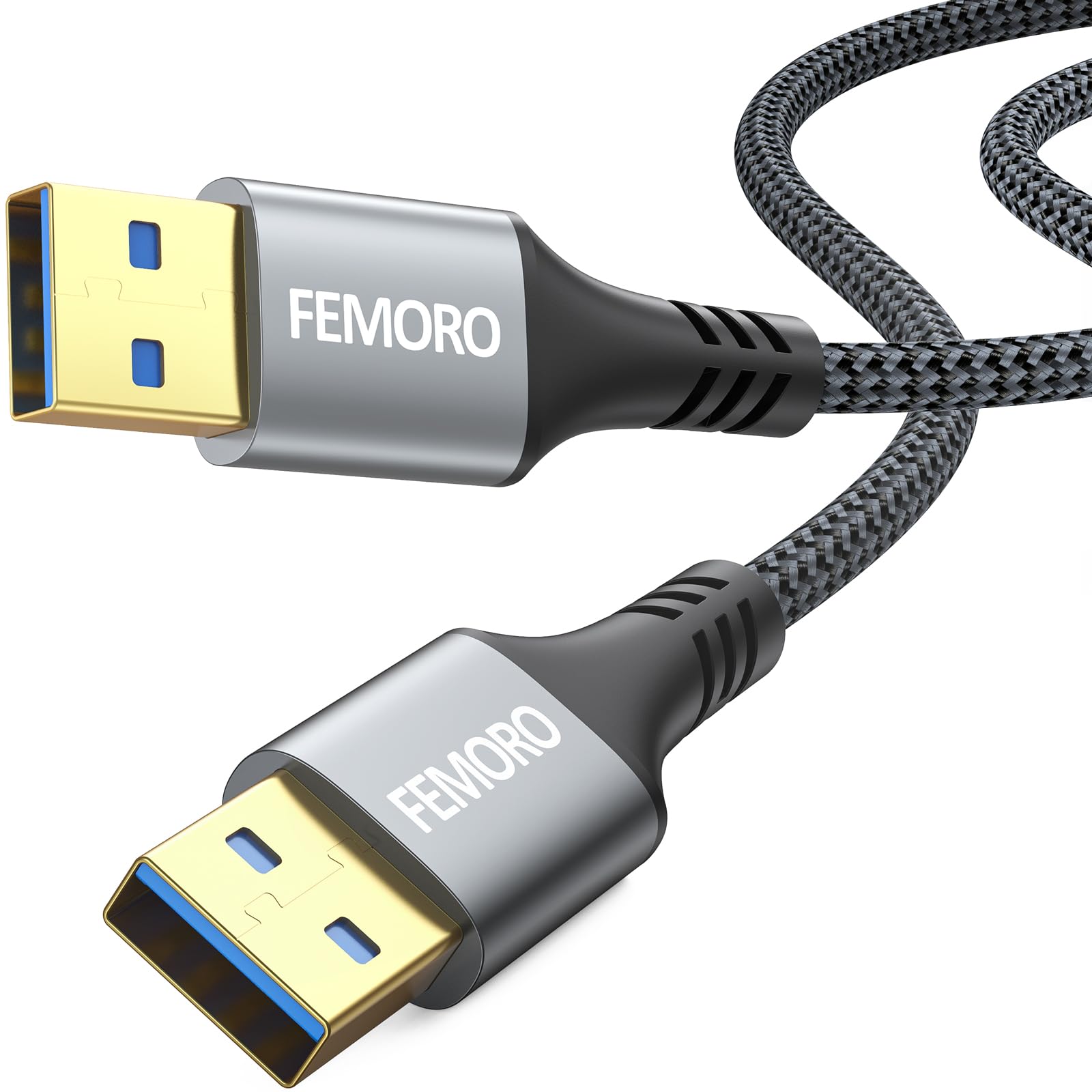 FEMORO USB to USB Cable 6ft, USB A to USB A Cables USB 3.0 Male to Male ...
