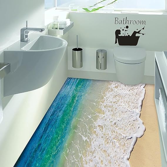 Amazon.com: 3D Ocean Wall Stickers, Sandy Beach Wall Decals, Waves Wall ...