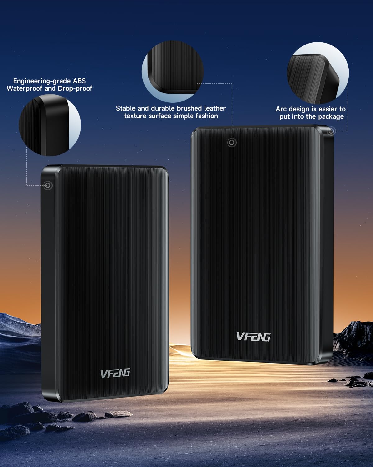 VFENG 1TB Portable External Hard Drive, Ultra Slim 2.5" USB 3.0 HDD ...