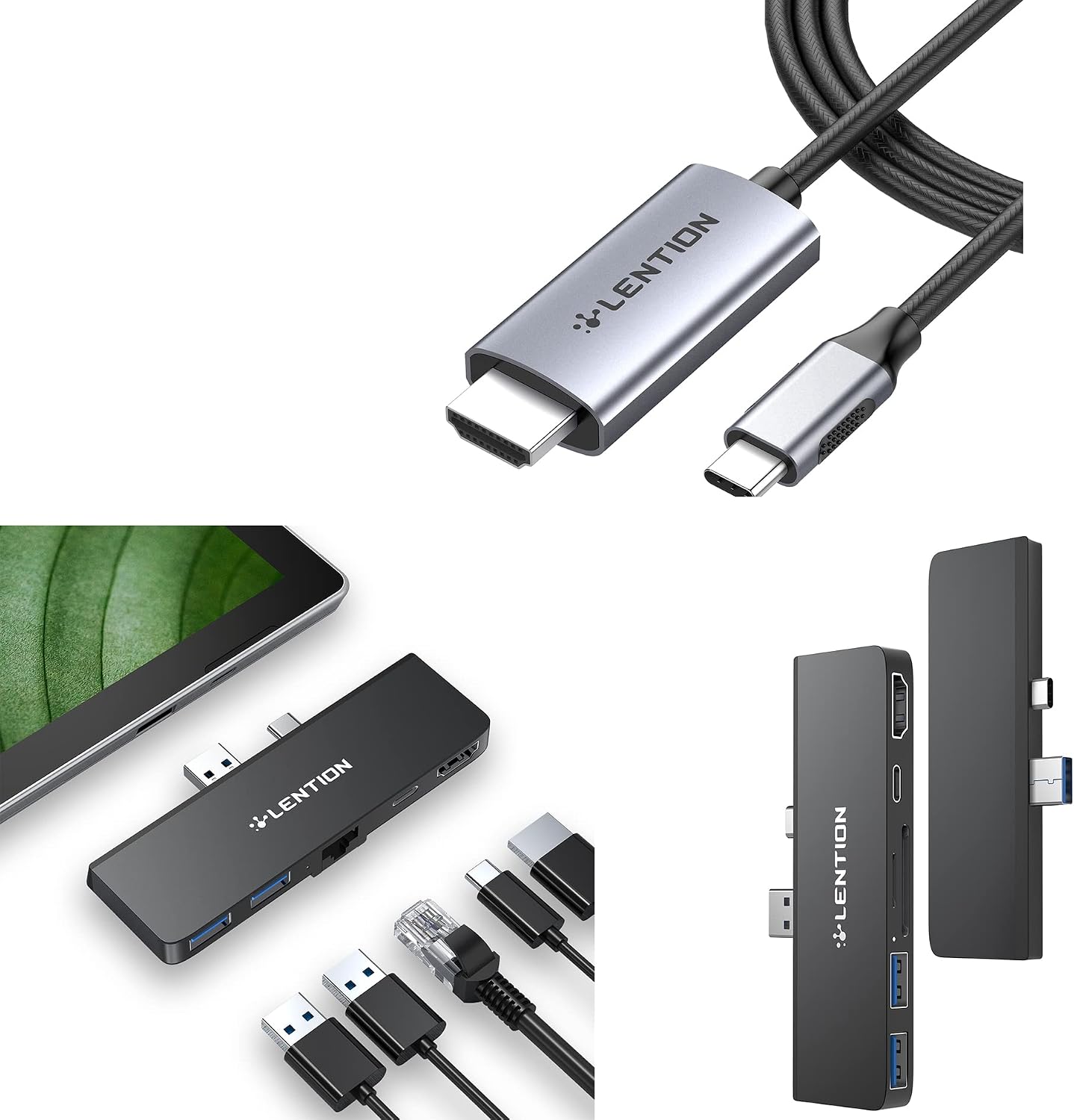 Amazon.com: LENTION Surface Pro 7 USB C Hub Docking Station,5-in-1 ...