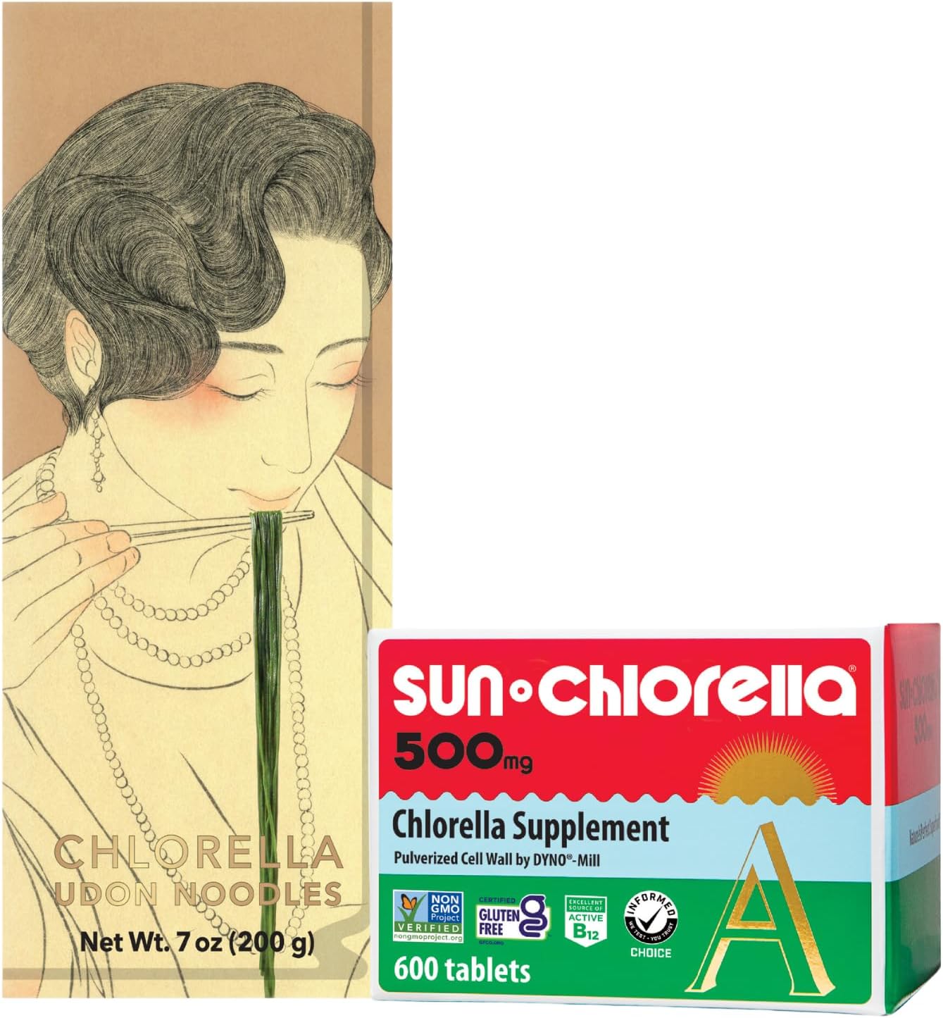 Amazon.com: Sun Chlorella Superfood Udon Noodle Tablet Bundle 500mg x ...