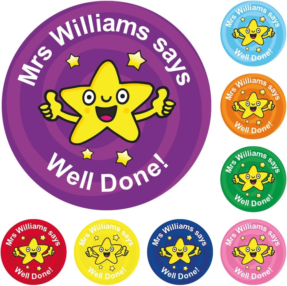 144 Personalised Well Done Star Reward Stickers for Children, Teachers ...