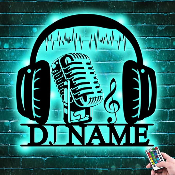 Personalized DJ Player Neon Sign, Custom Name DJ Disc Player Headphones ...
