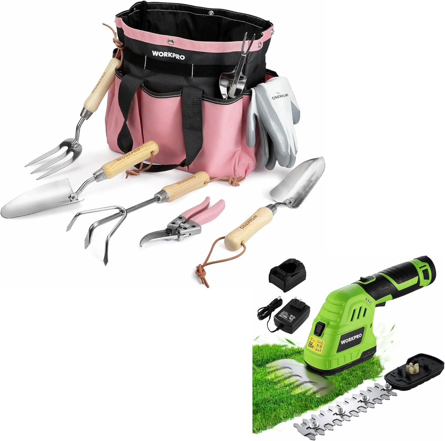 Amazon.com : WORKPRO 7-Piece Pink Garden Tool Set, Stainless Steel ...