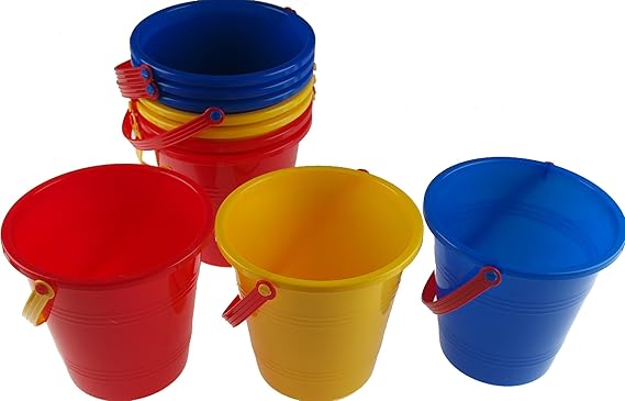 Set Of 10 Mixed Colour Small Beach Buckets : Amazon.co.uk: Toys & Games