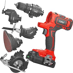 TOPEX 20V 5 IN1 Power Tool Combo Kit Cordless Drill Driver Sander ...