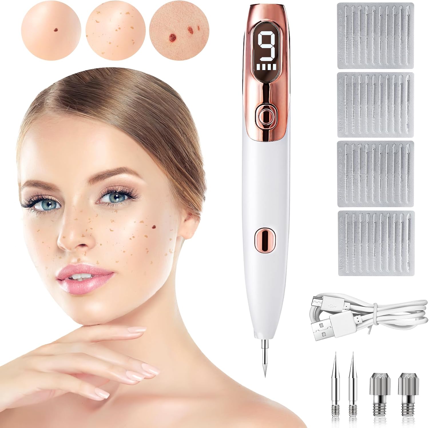 Weslery Skin Tag Remover Pen with 9 Strength Levels & LED Light - USB ...