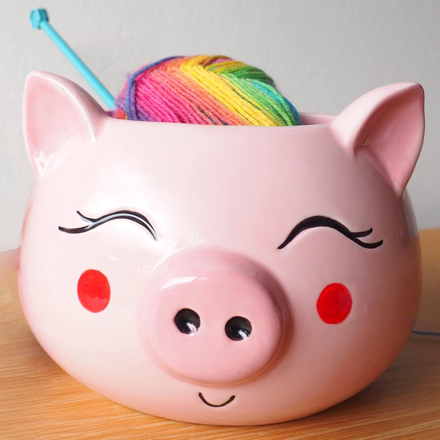 Amazon.com: Pig Yarn Bowl for Knitting - Cute Ceramic Knitting Bowl ...