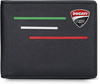 Ducati Corse DTLGW2200201 Elegante Genuine Leather Wallet, Black, M ...