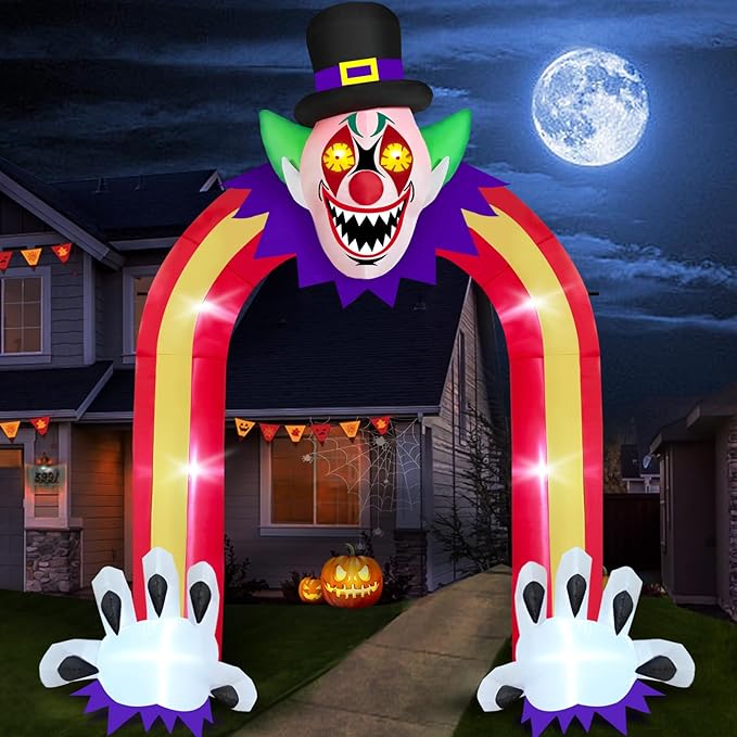 Amazon.com: Danxilu 10 FT Halloween Inflatables Clown Archway Outdoor ...