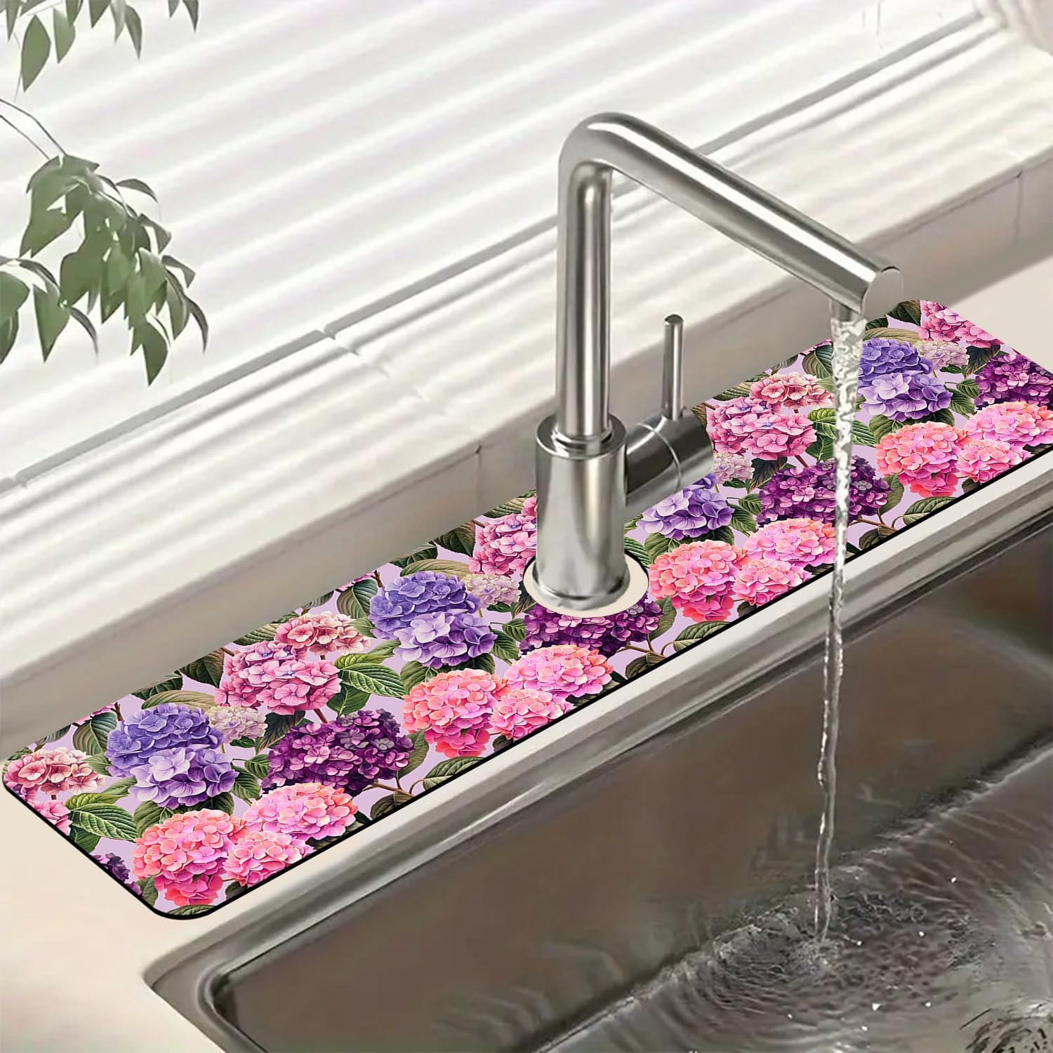 Amazon.com: Colorful Hydrangea Kitchen Sink Splash Guard Faucet Mat ...