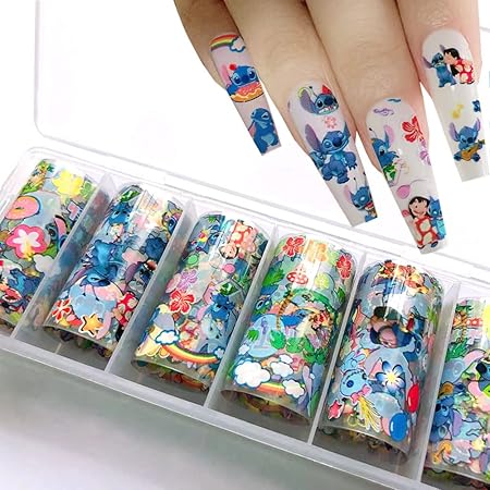 Amazon.com: 8 Sheets Cute Cartoon Nail Art Stickers 3D Self-Adhesive ...