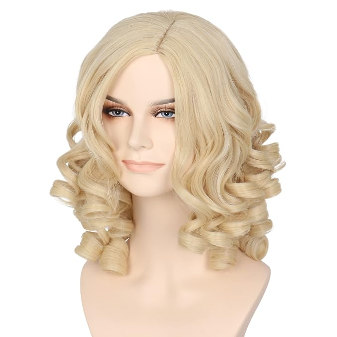 Amazon.com: Miss U Hair Fairy Costume Wig for Women Short Curly Yellow ...