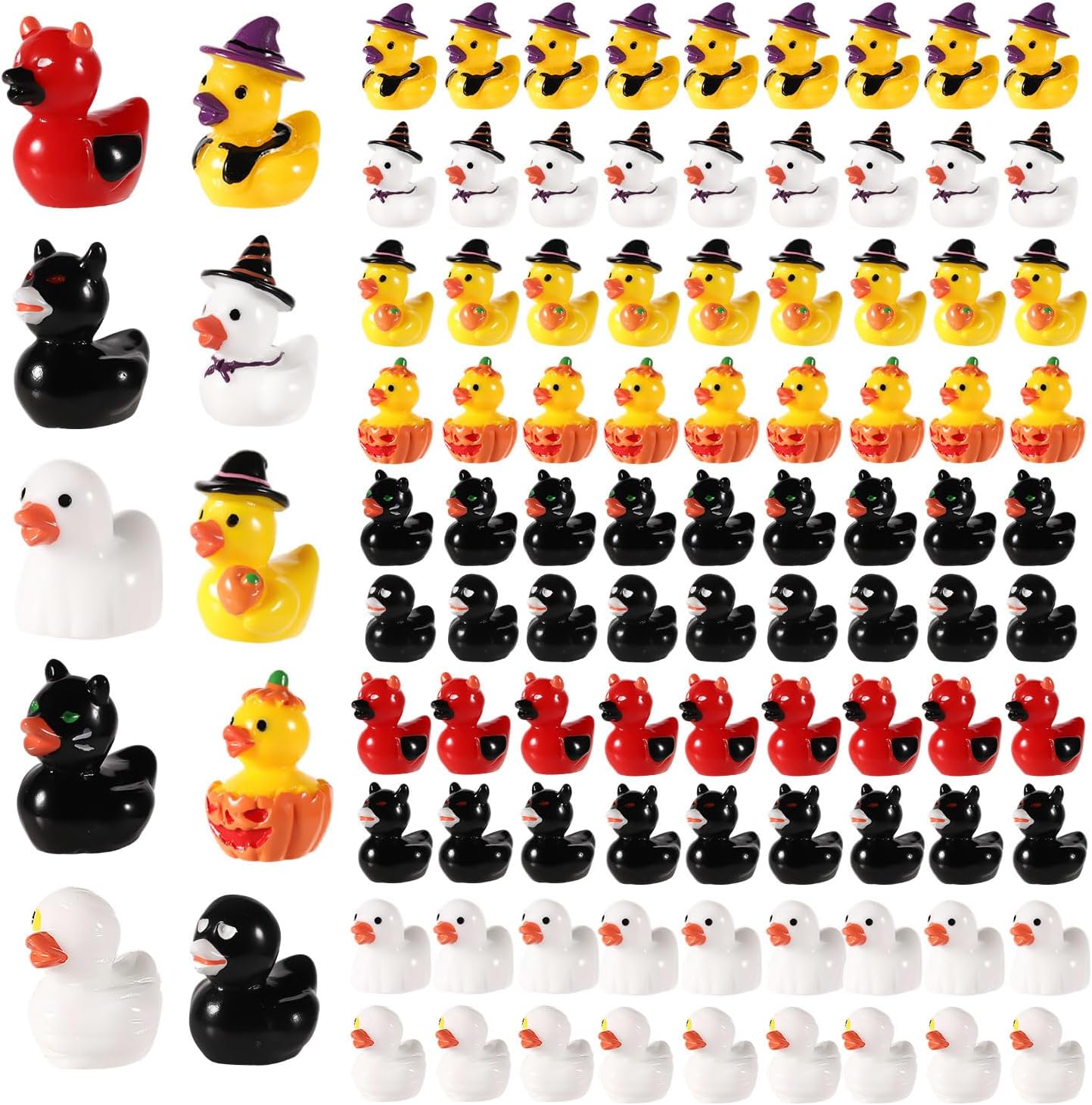 Amazon.com: 100pcs Mini Halloween Ducks, Resin Miniature Pumpkin Witch ...