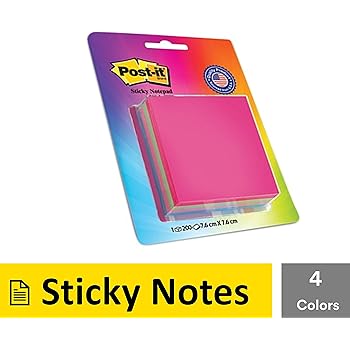 Post-it Color Notes(3"x3") - Pack of 3 (3x100 sheets , colors may vary ...