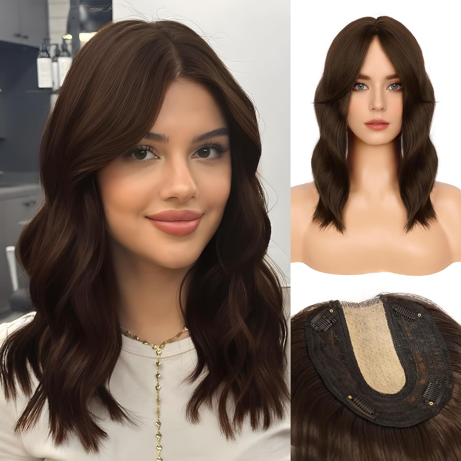 Amazon.com : Hair Toppers for Women with Thinning Hair 14 Inch Dark ...