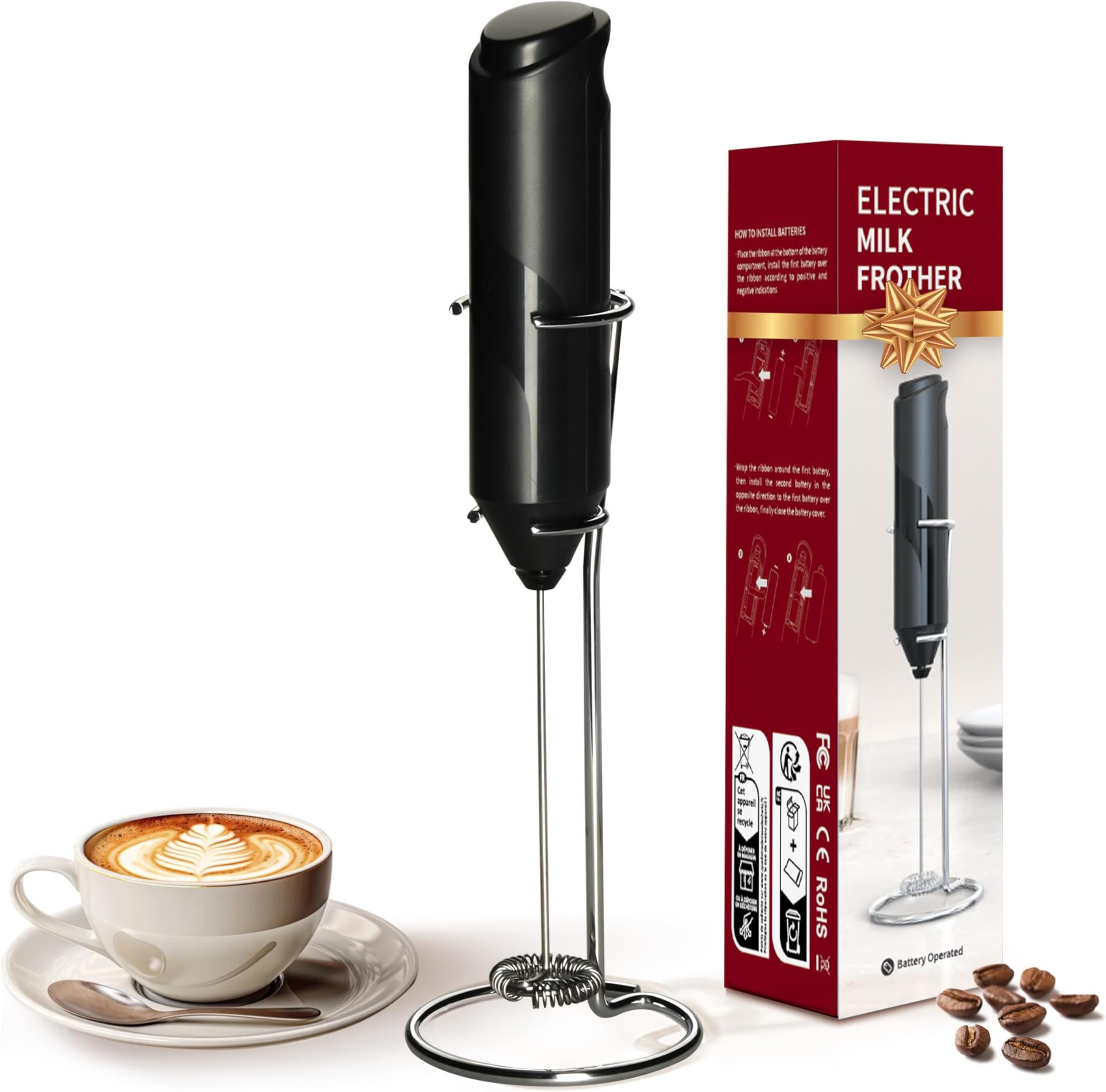 Amazon.com: Electric Milk Frother Whisk - High Power Handheld Foam ...
