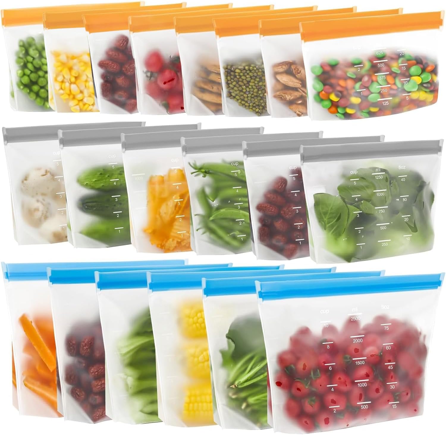Amazon.com: 20 Pack Reusable Food Storage Bags - Dishwasher Safe - BPA ...