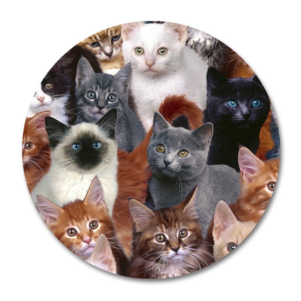 Amazon.com : Smooffly Cats Mouse pad, Cats Galore Round Non Slip Rubber ...