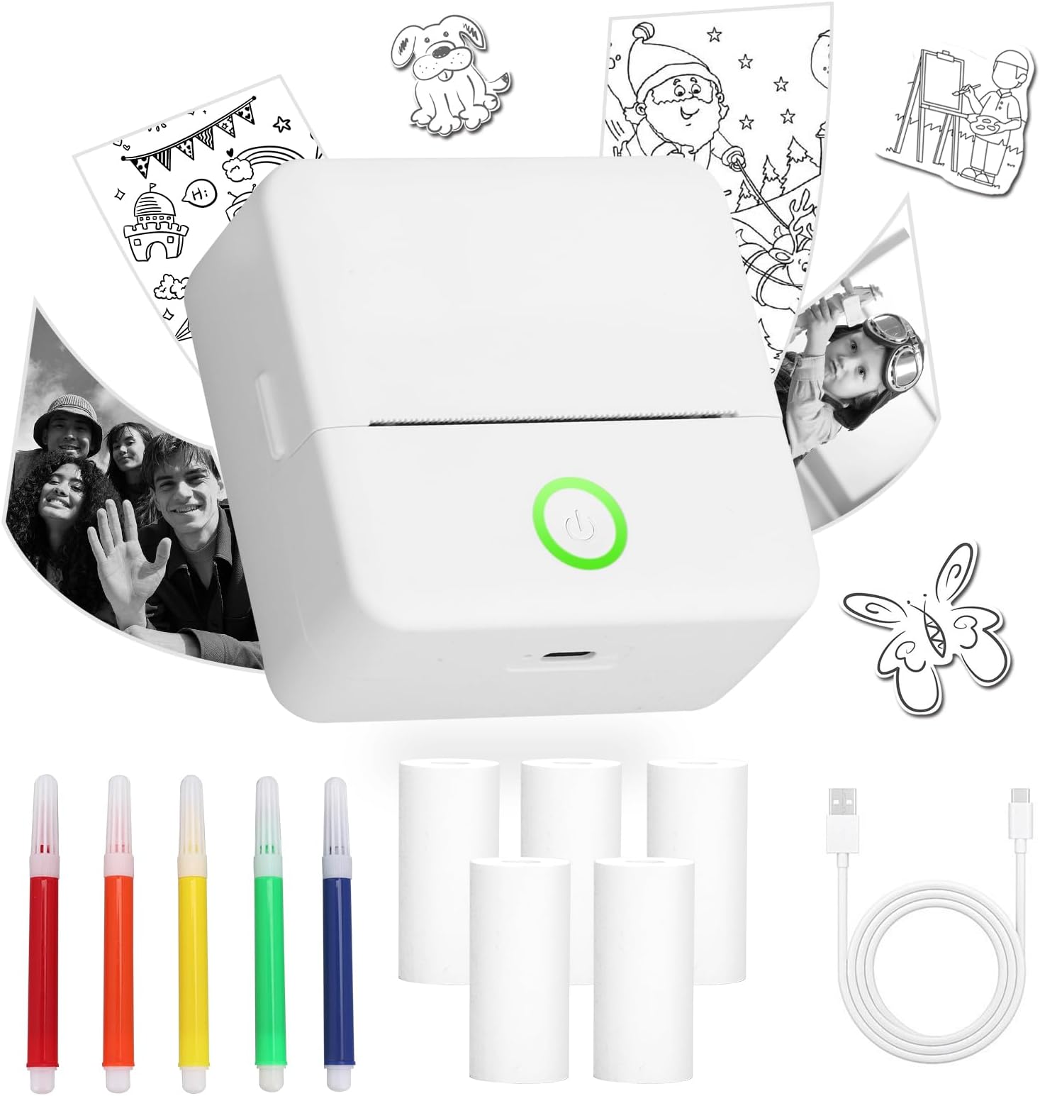 XSpecial Mini Pocket Thermal Printer, Portable Printer Inkless Photo ...