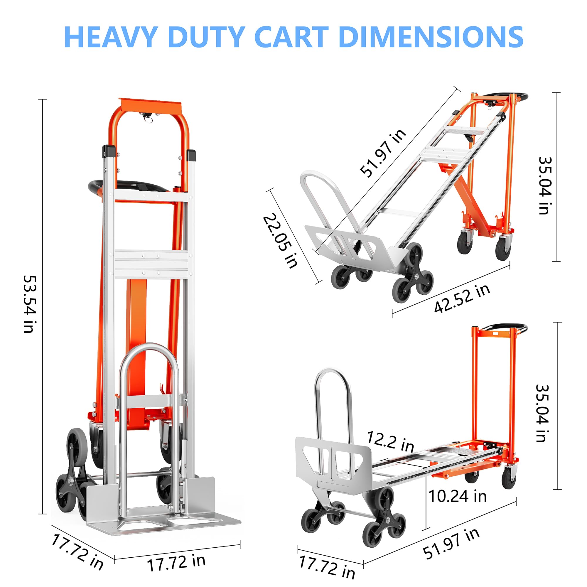 Snapklik.com : 4 In 1 Industrial Convertible Stair Climbing Cart 1000 ...