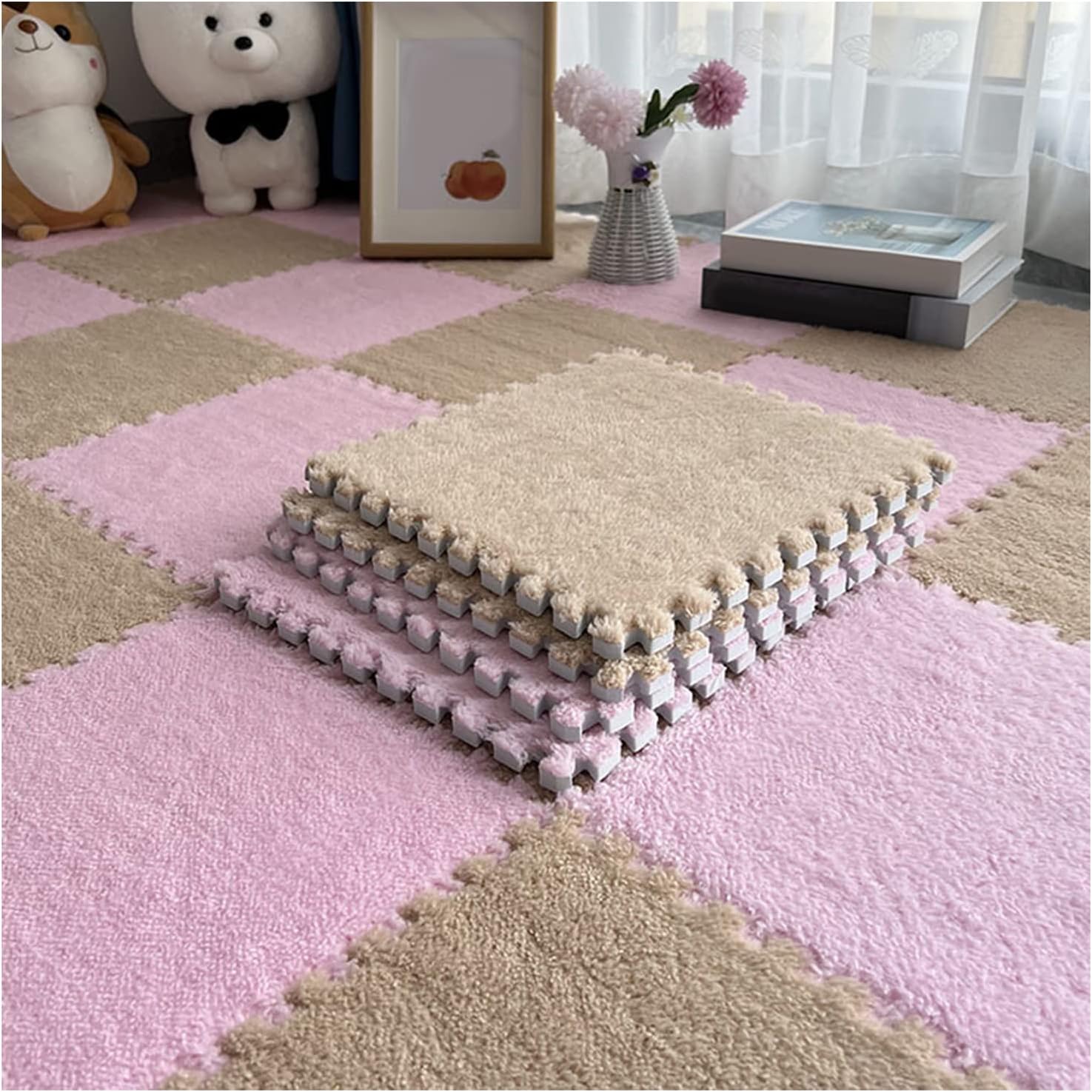 Amazon.com: 10Pcs Interlocking Foam Mats 10Mm Thick, Fluffy Carpet ...