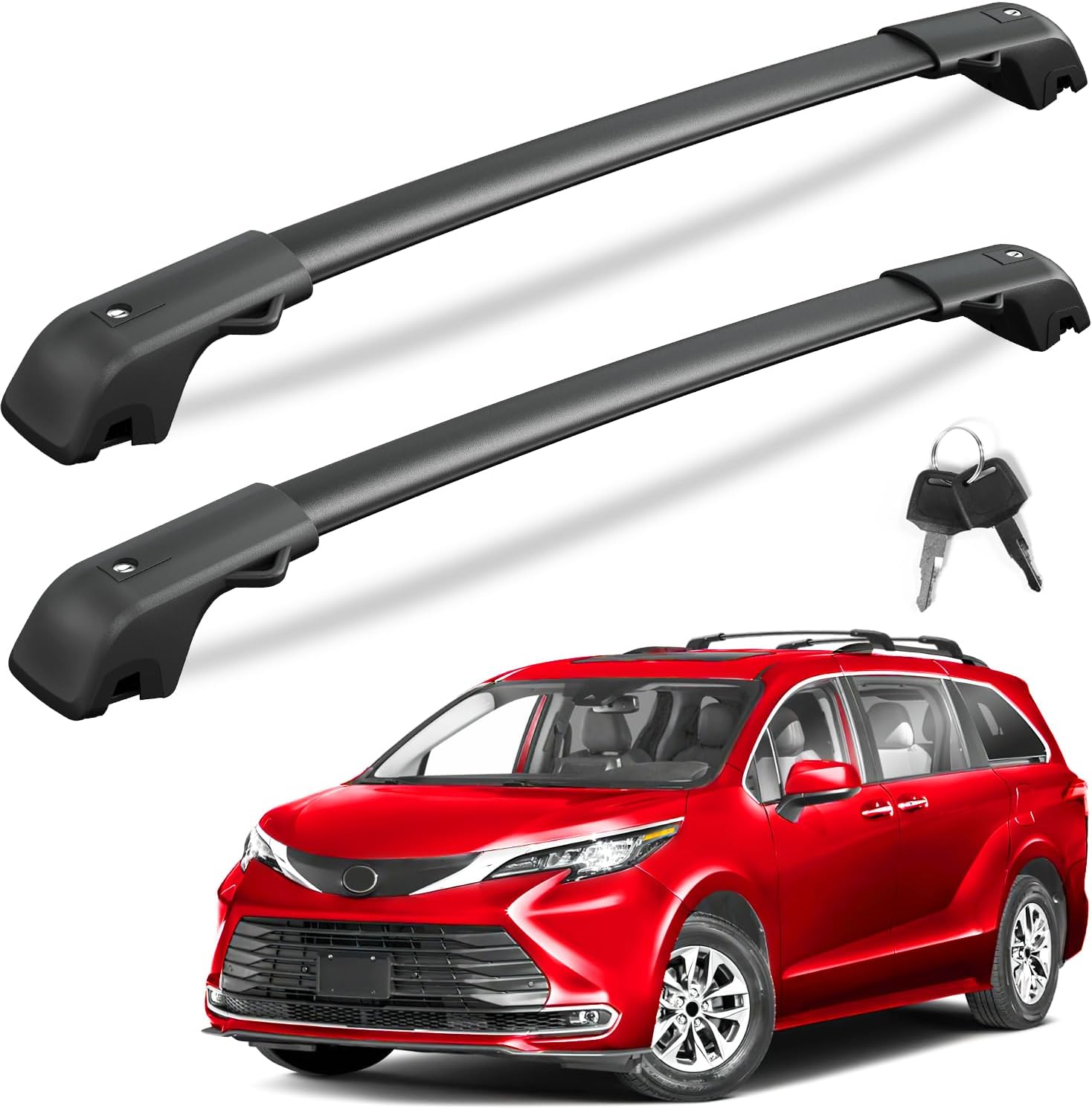 Amazon.com: KINGGERI Lockable 220Lbs Roof Rack Cross Bars Compatible ...