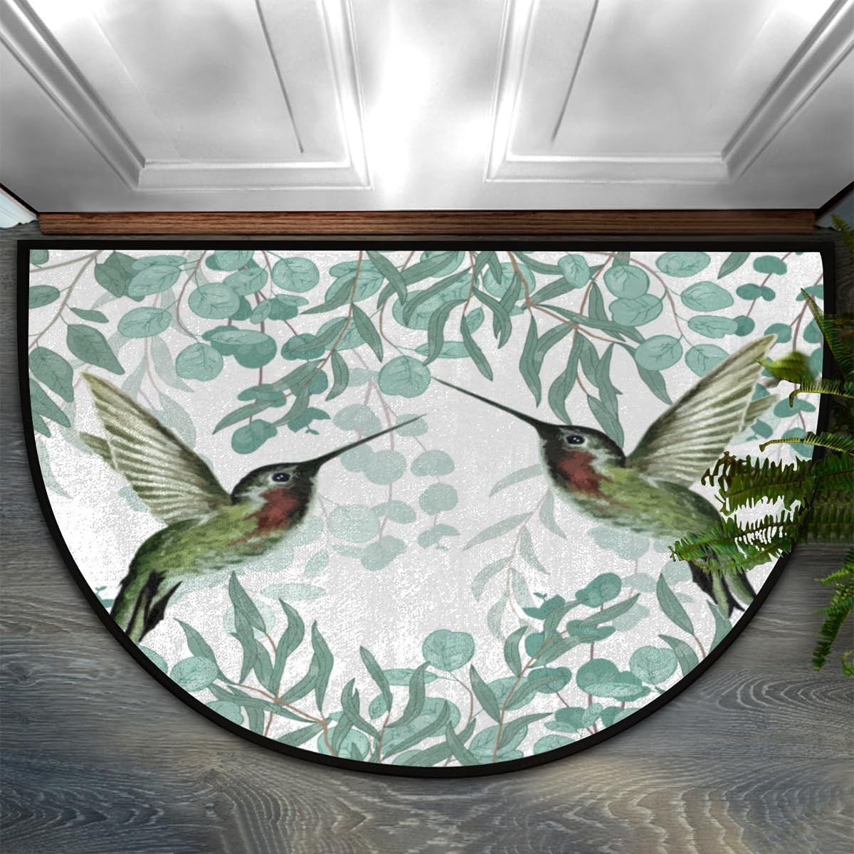 Amazon.com: DOHOATU Half Round Door Mat, Hummingbirds Leaves Non-Slip ...