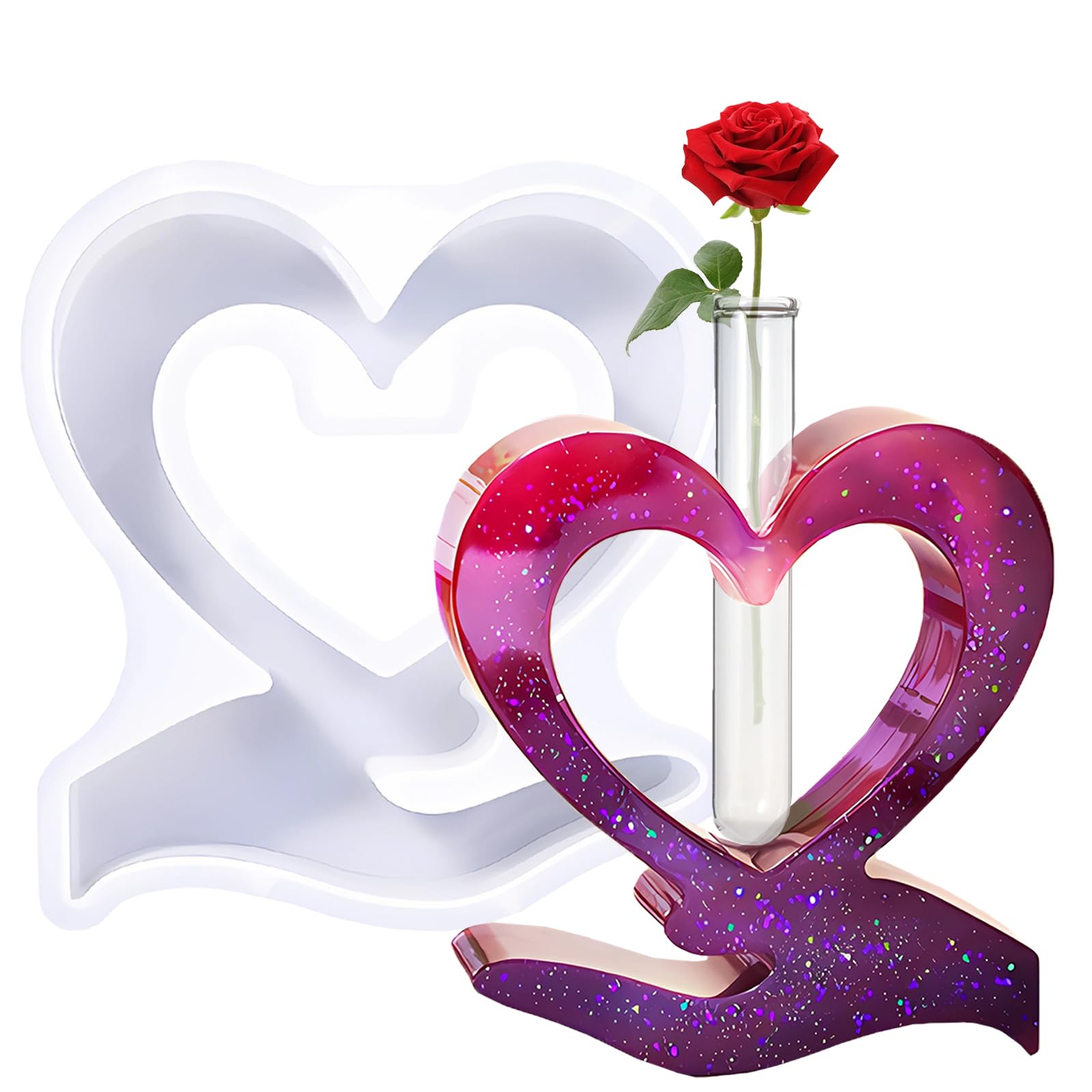 Amazon.com: Heart Resin Silicone Mold,Heart Shape Vase Epoxy Resin ...