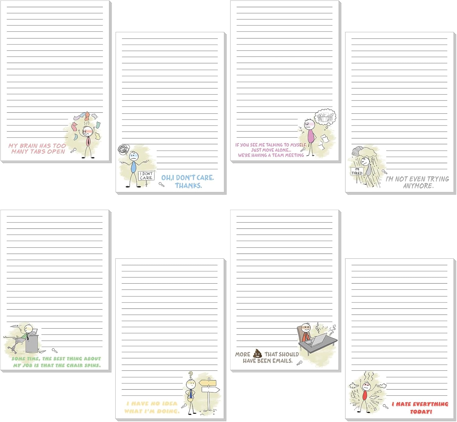 8 Pack Funny Coworker Sticky to Do Notepad Funny Notepads a Hilarious ...