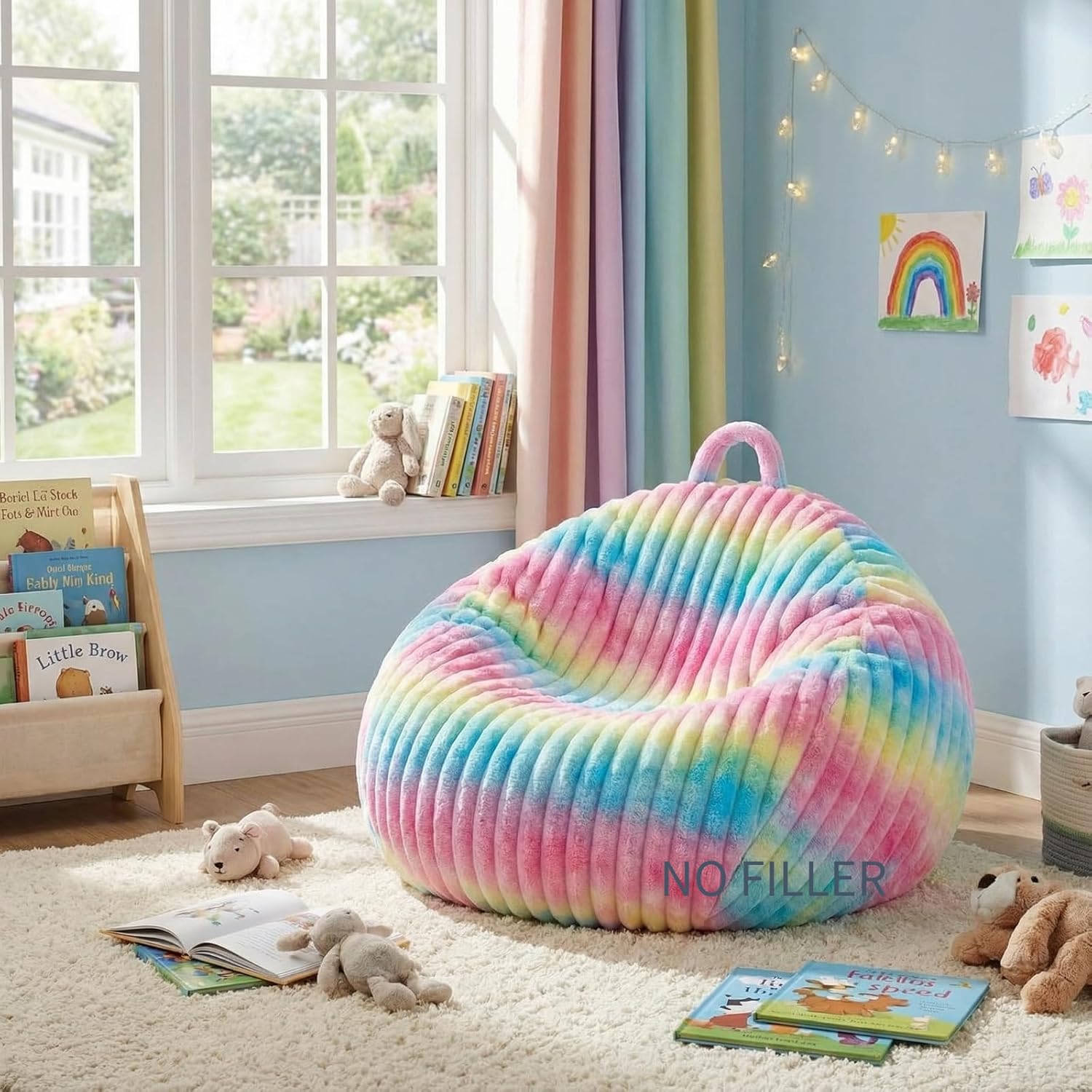 Amazon.com: Honeydak Ribbed Rabbit Fur Stuffed Animal Storage Bean Bag ...