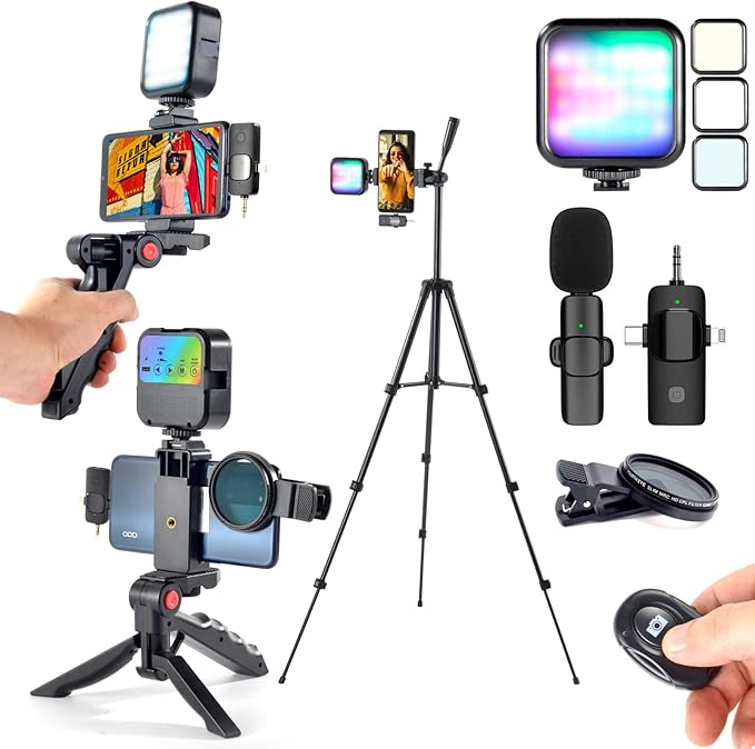 Amazon.com: Vlogging Kit for iPhone,YouTube Starter Kit,Phone Holder ...